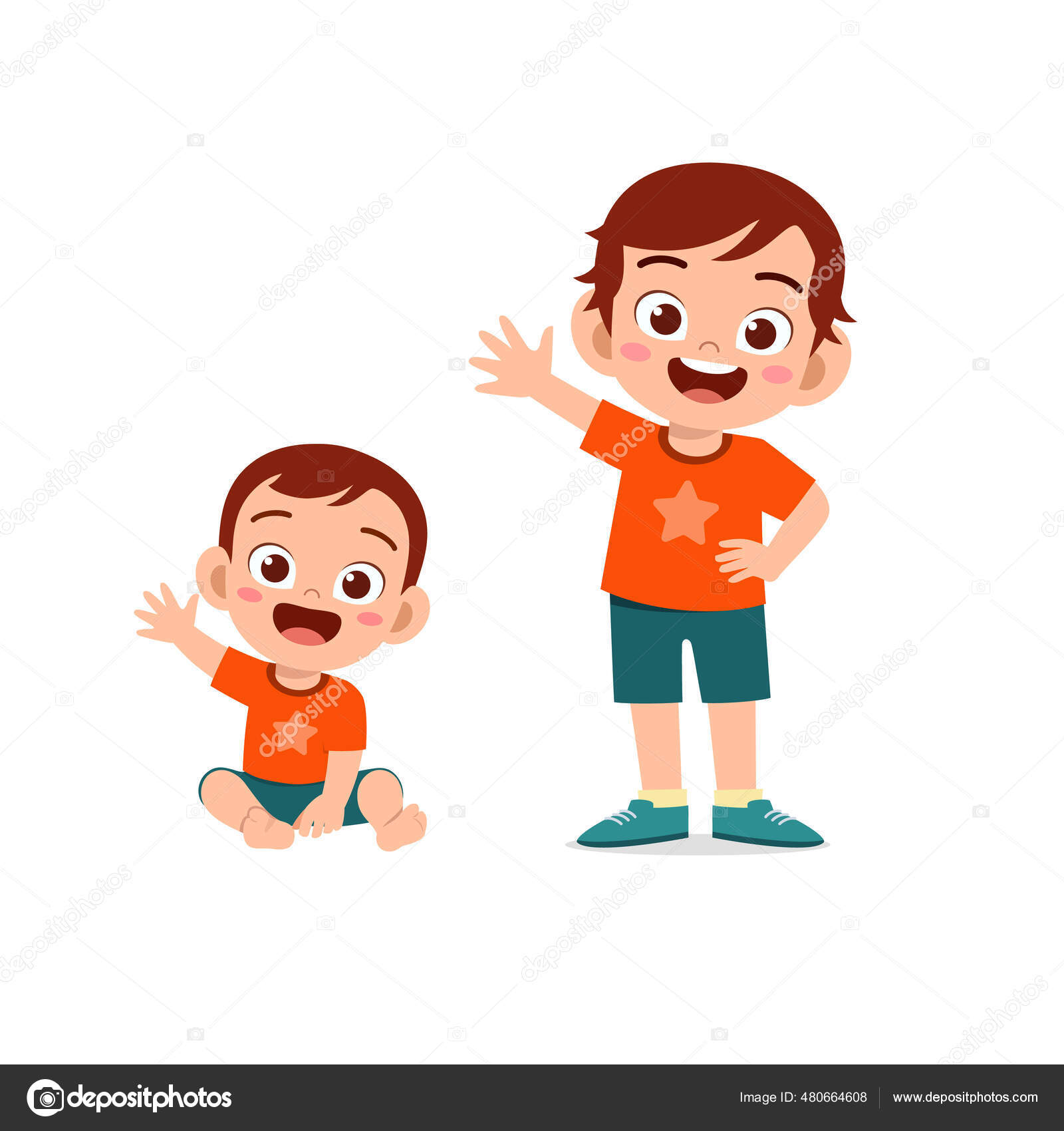 Cute Little Boy Say Hello Young Brother Stock Vector by ...
