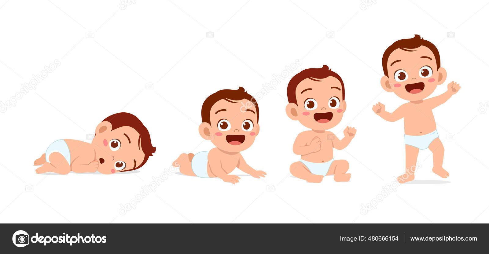 Lindo Bebé Niño Ciclo Crecimiento Progreso Conjunto Vector de stock por ...