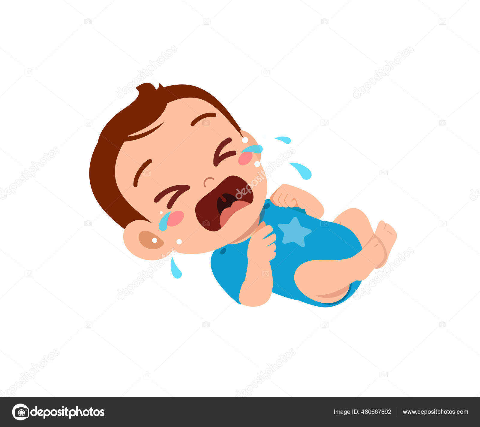 Cute Little Baby Boy Show Sad Expression Cry Stock Vector Image by ...