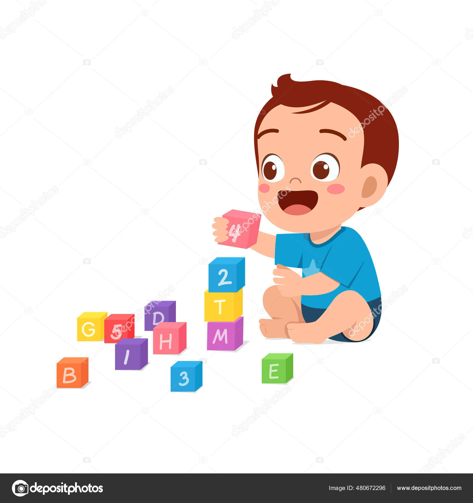 Baby Boy Blocks Clip Art