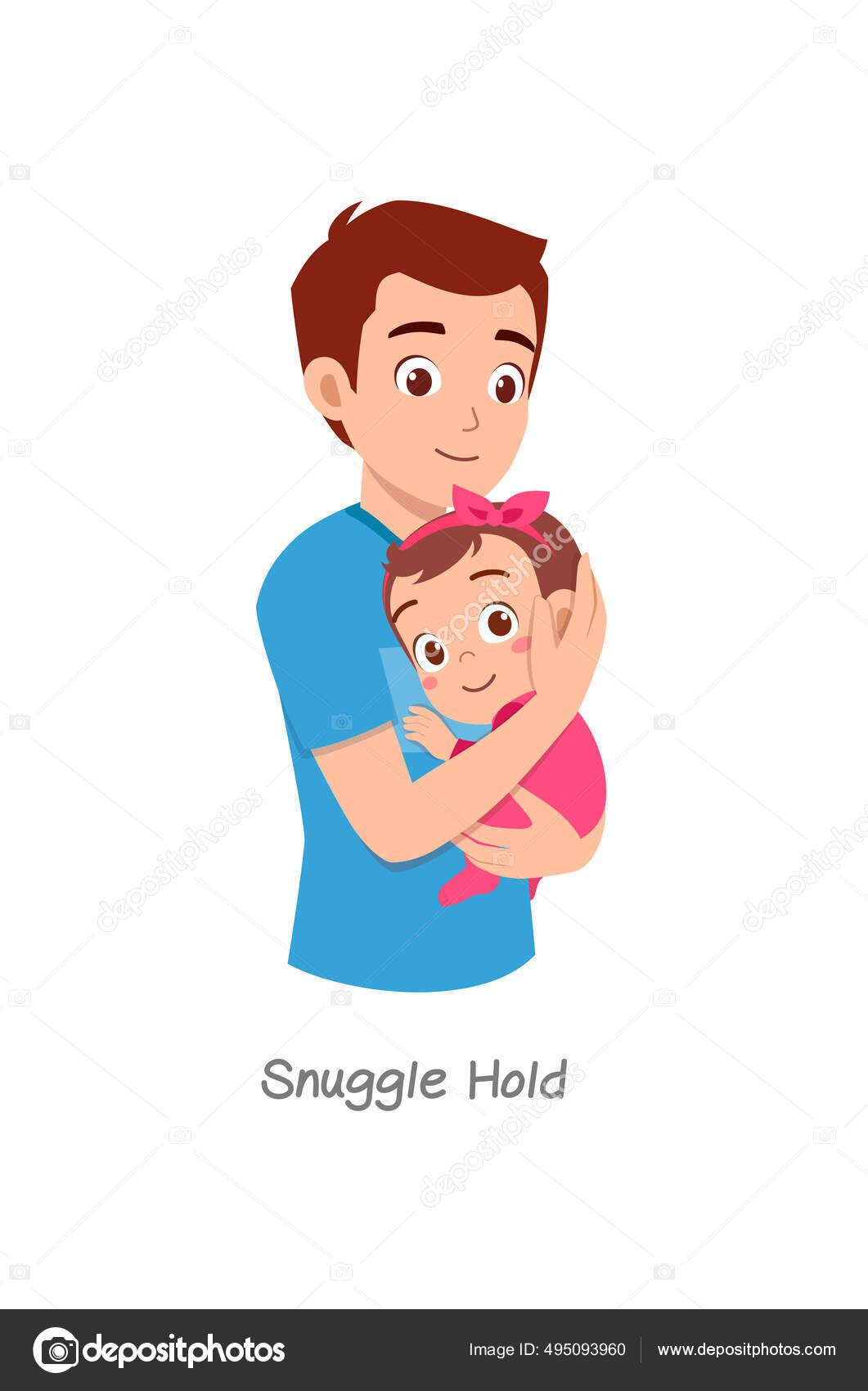 Father Holding Baby Pose Named Snuggle Hold Stock Vector by ...