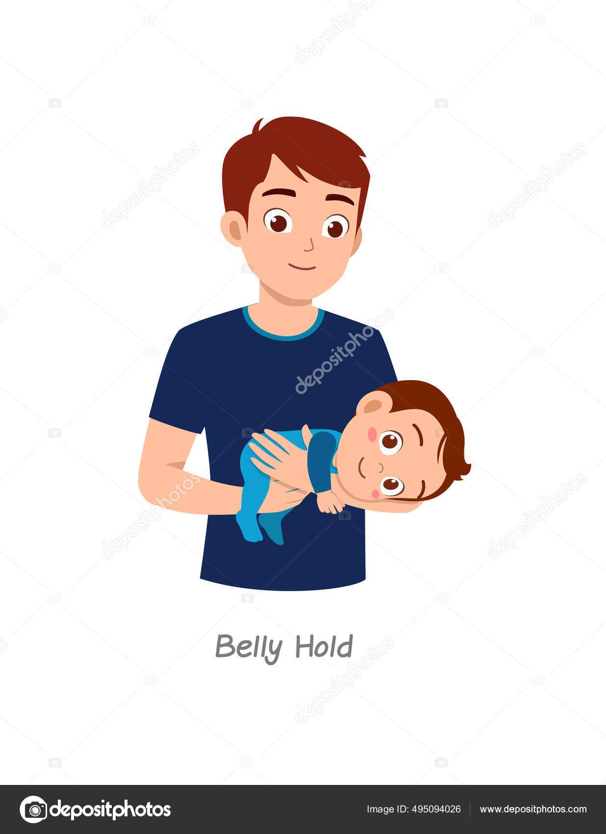 Father Holding Baby Pose Named Belly Hold Stock Vector by ...
