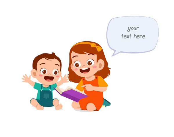 快乐可爱的男孩和女孩带着书图库矢量图作者：© colorfuelstudio 320997612