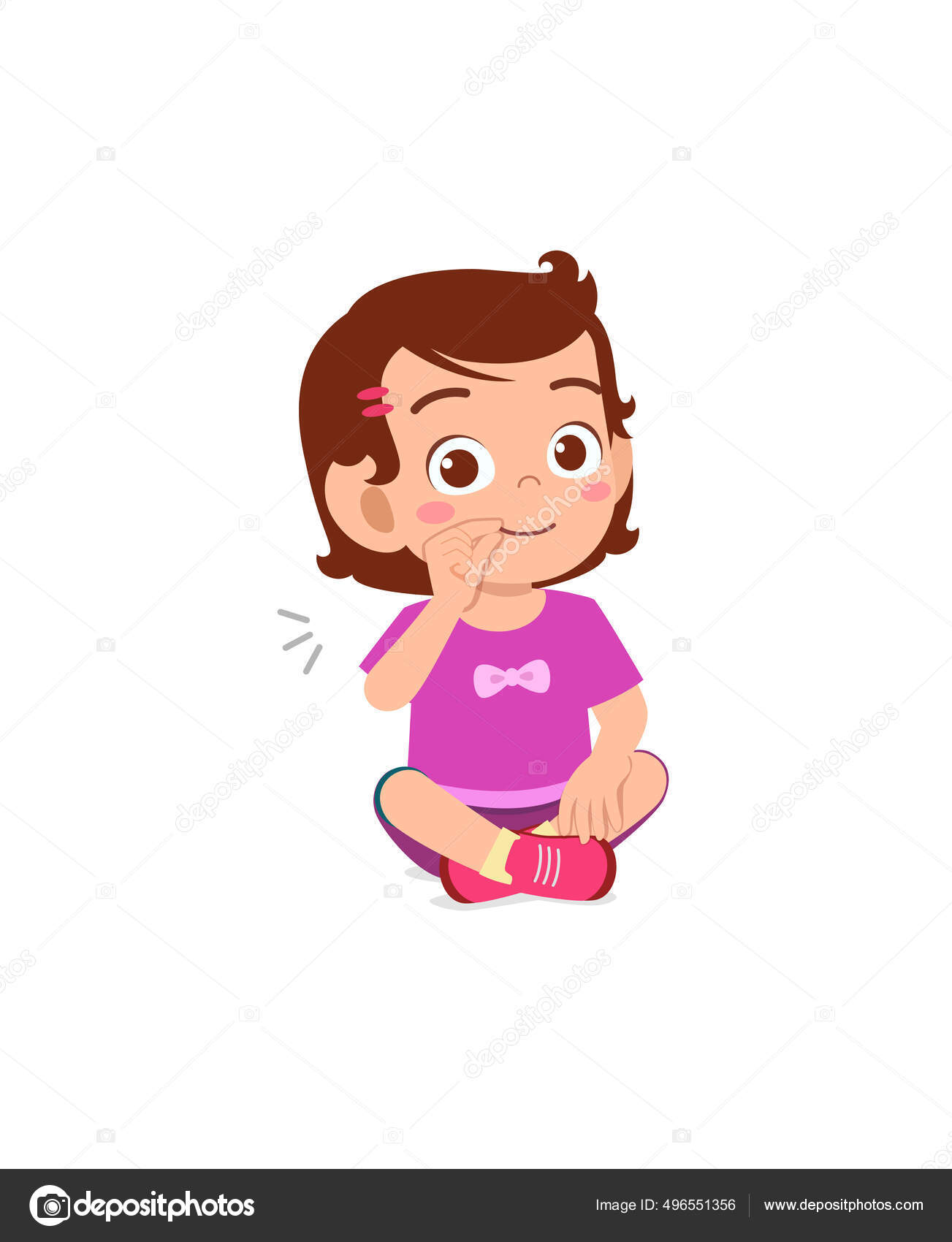 Cute Little Girl Show Zip Mouth Pose Expression Stock Vector by ...