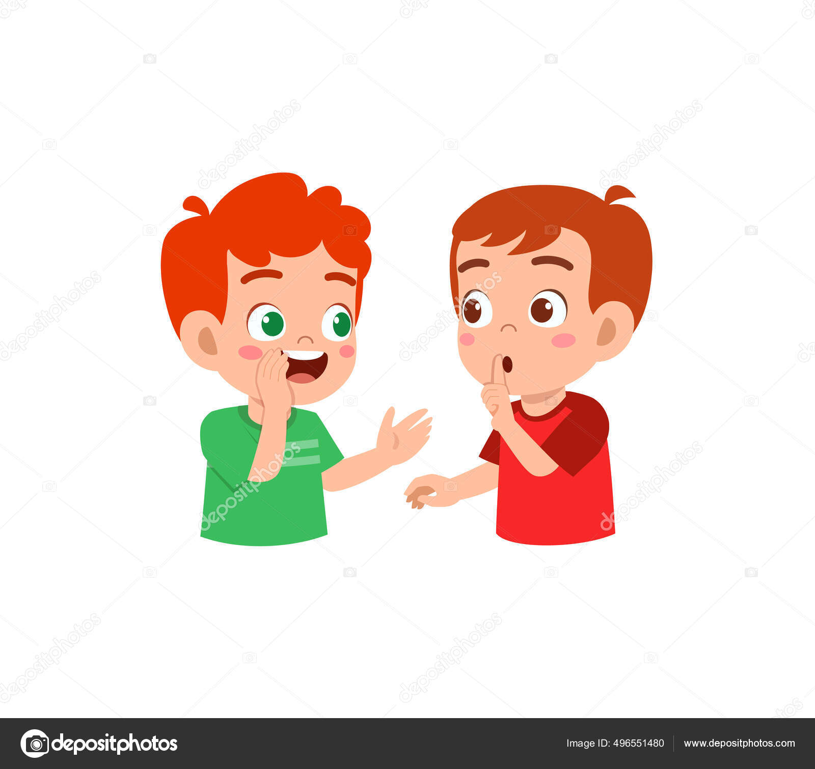 Cute Boy Whisper Friend Ask Keep Secret Stock Vector by ...
