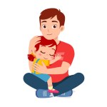 Young Father Hug Crying Little Girl Try Comfort Stock Vector Image by ...