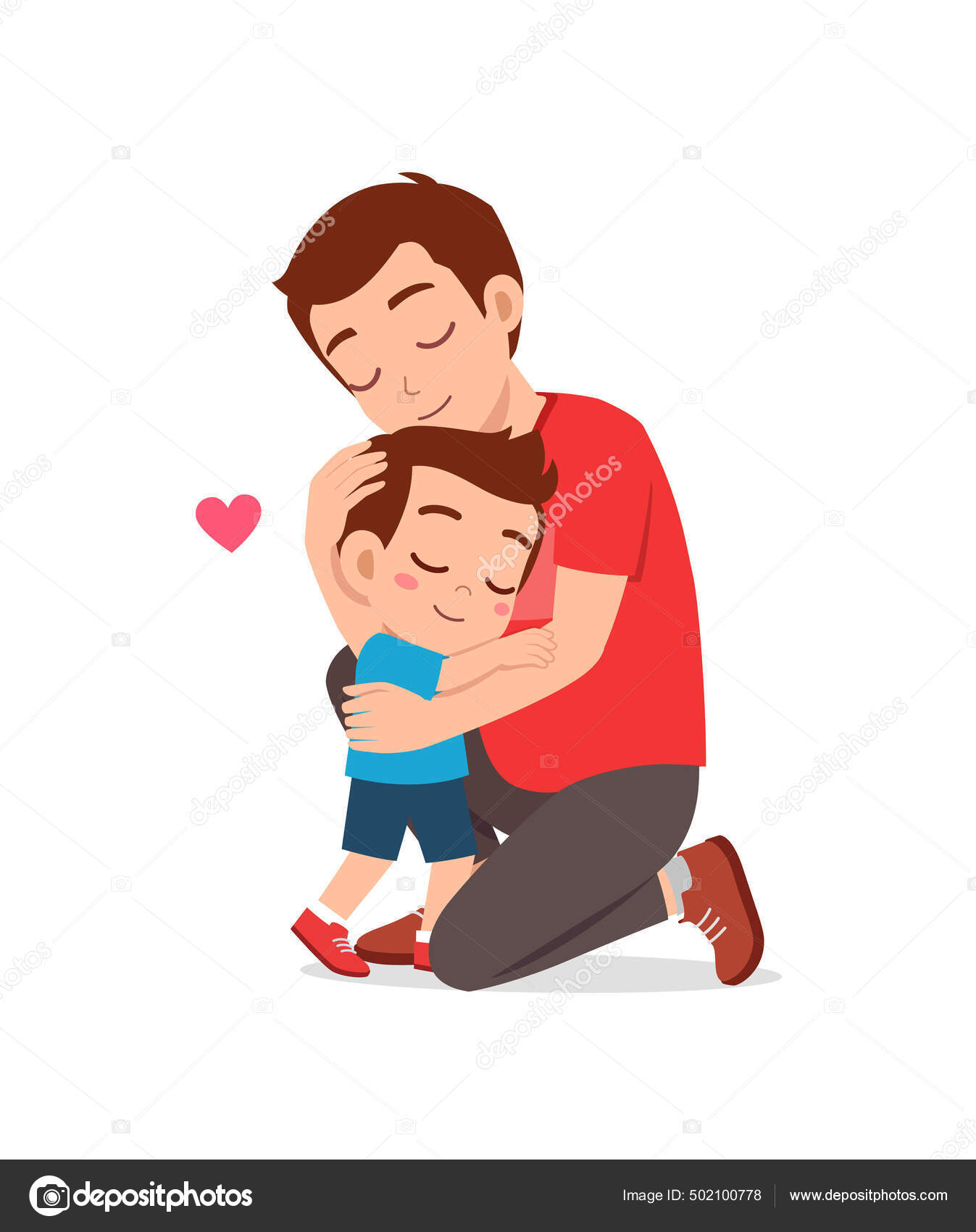 Illustration de Jeune Heureux Père Câlin Mignon Petit Garçon par ...