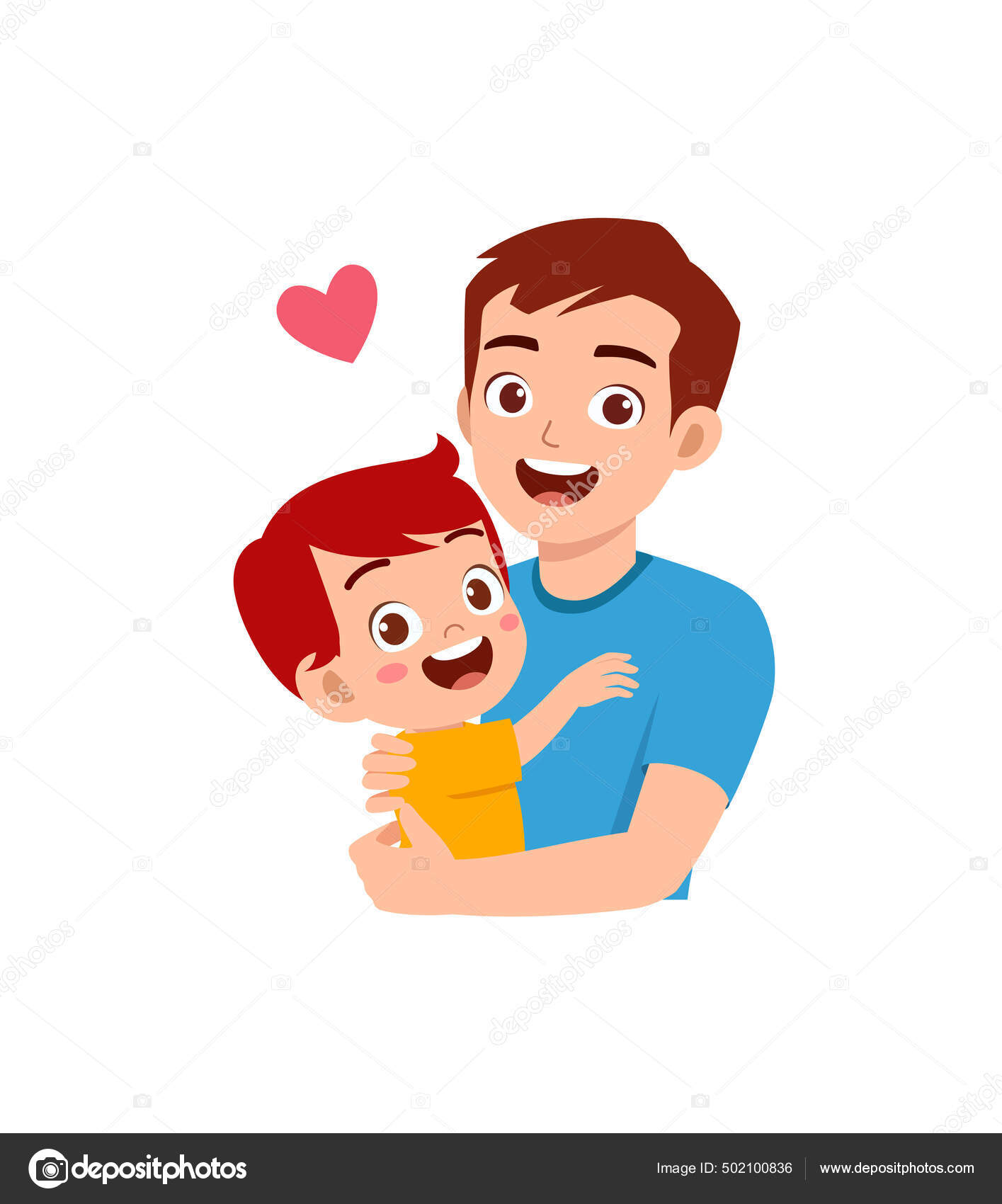 年轻快乐的父亲拥抱可爱的小女孩 图库矢量图©colorfuelstudio 502100836