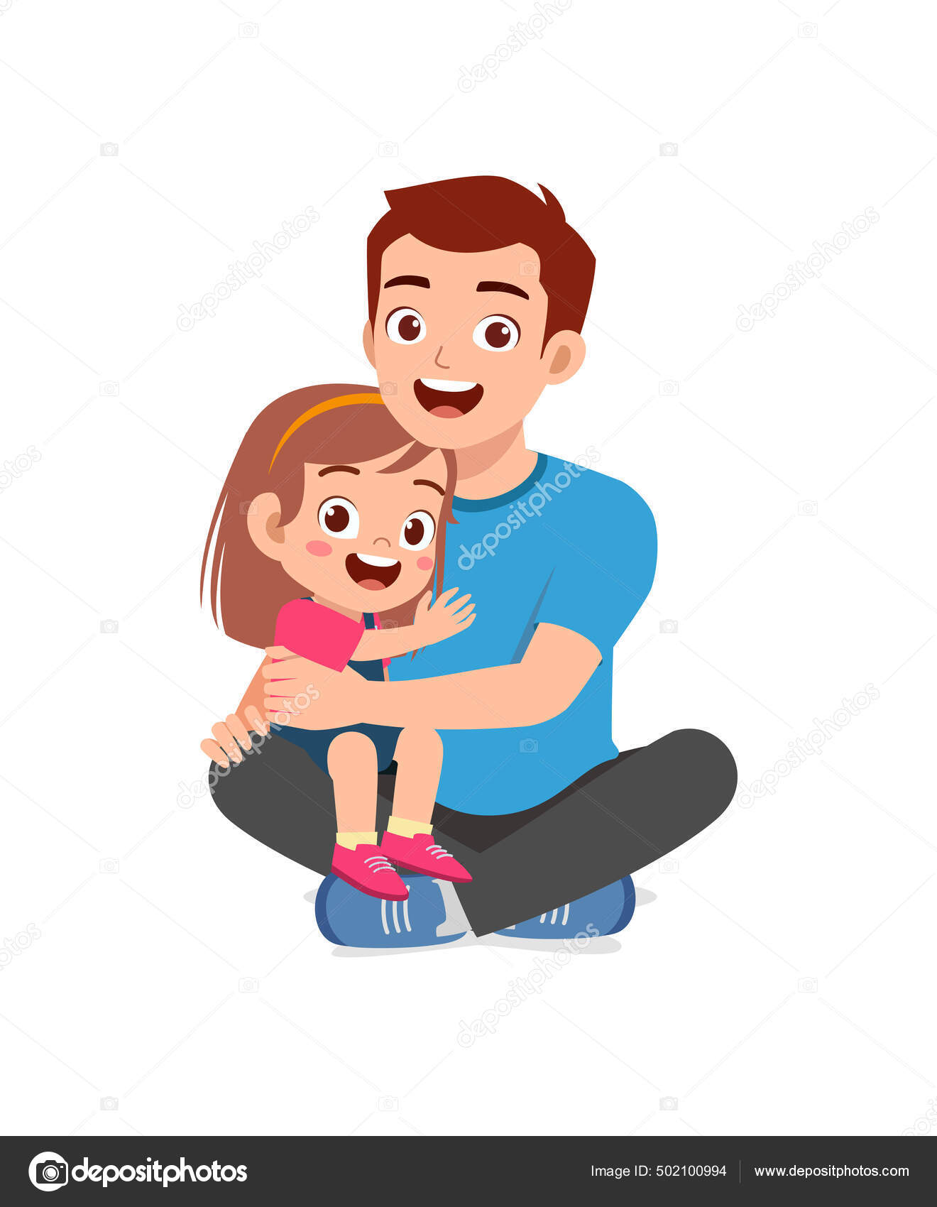 Jovem Feliz Pai Abraço Bonito Menina Vetor de ©colorfuelstudio 502100994