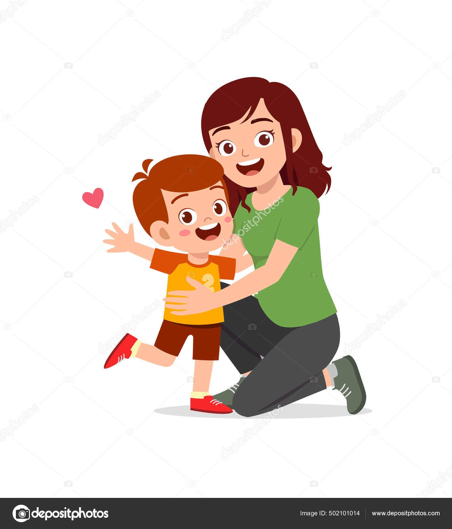 Young Happy Mother Hug Cute Little Boy Stock Vector by ©colorfuelstudio ...