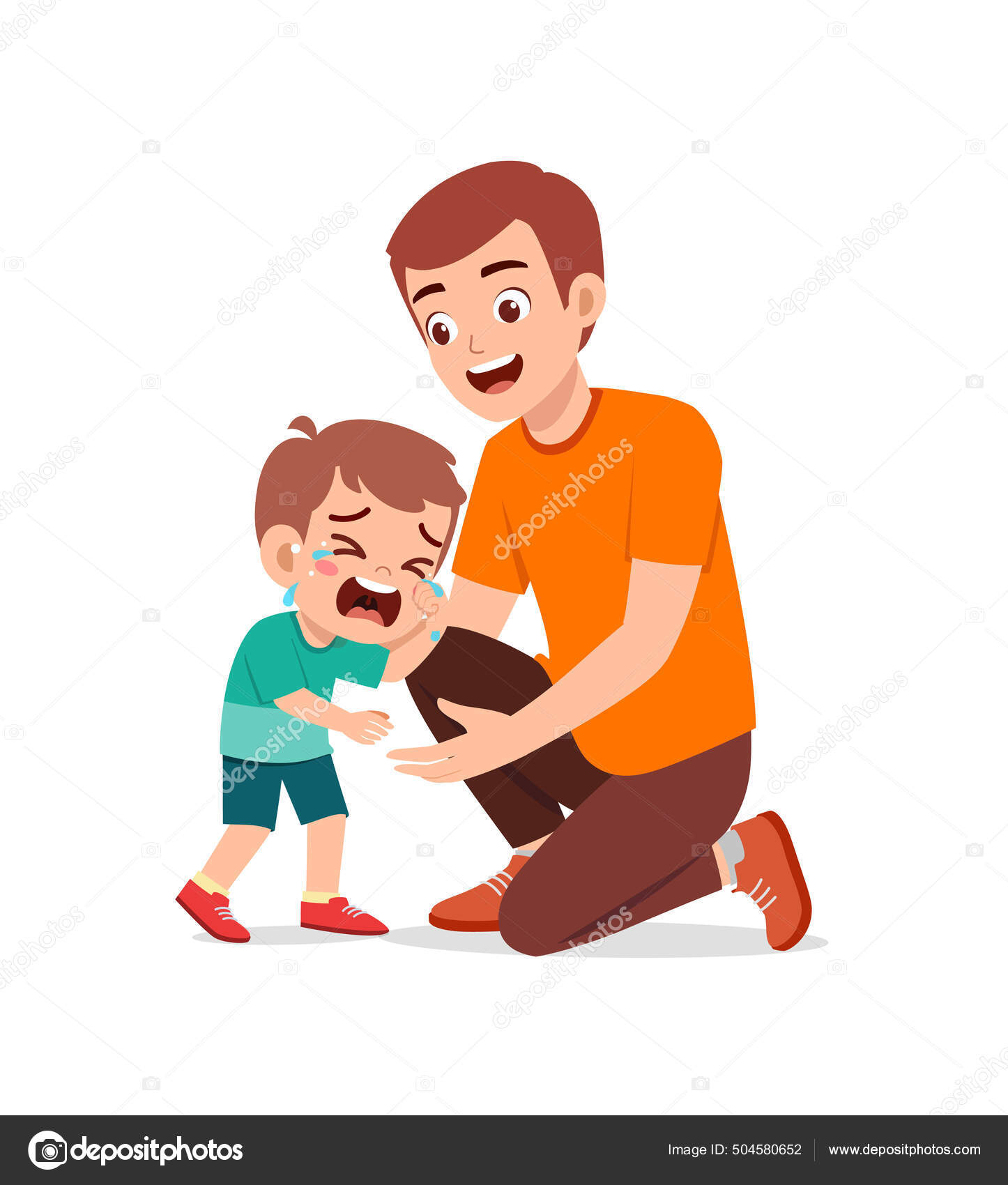 Father And Son Fighting Clipart