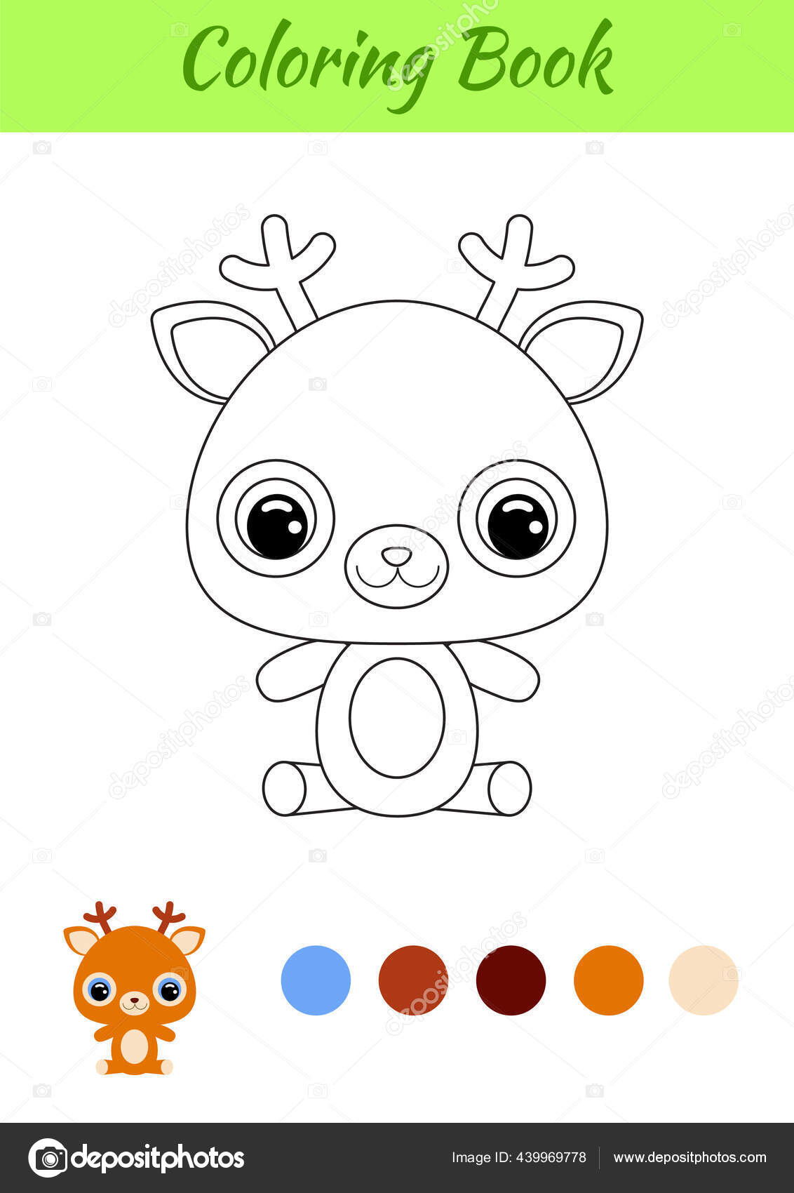 Buku Mewarnai Bayi Rusa Duduk Halaman Mewarnai Untuk Anak Anak Vektor ...