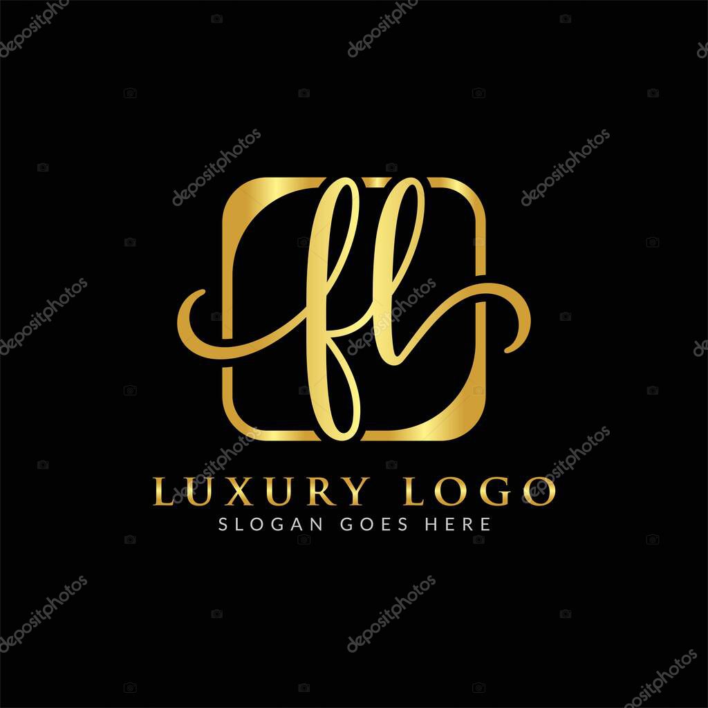 Logo inicial de la letra FL con tipografía creativa moderna del negocio ...
