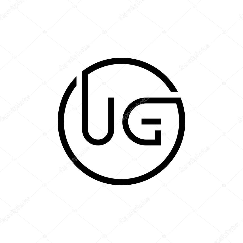 Círculo inicial Carta UG Diseño de Logo Plantilla vectorial. Letra ...