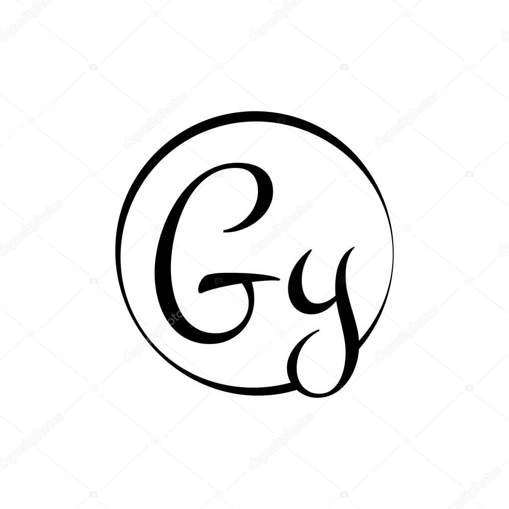 Logo inicial de la letra del script GY Tipografía creativa Plantilla ...