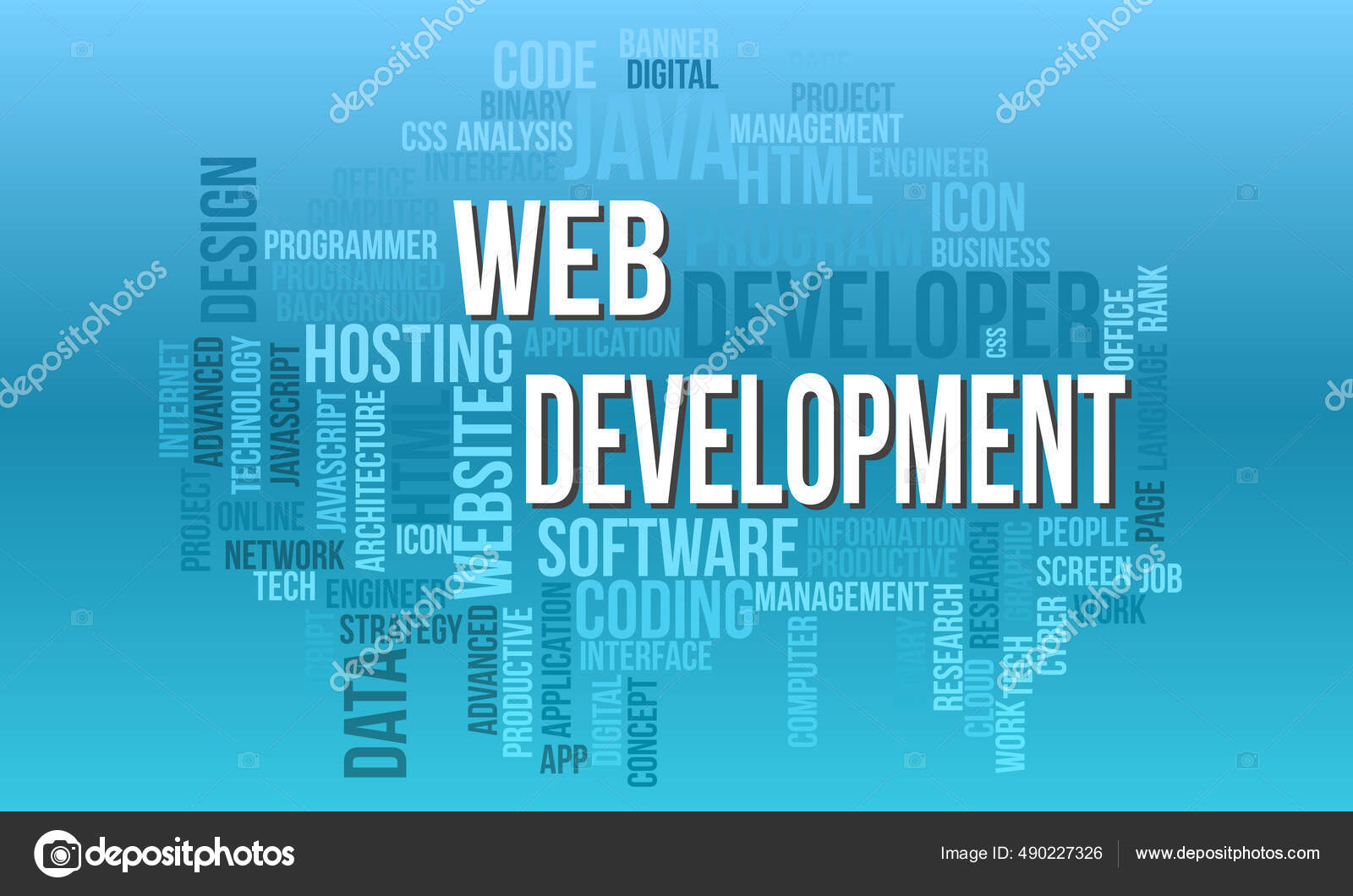 Business Concept Background Web Development Futuristic Word Cloud Stock ...