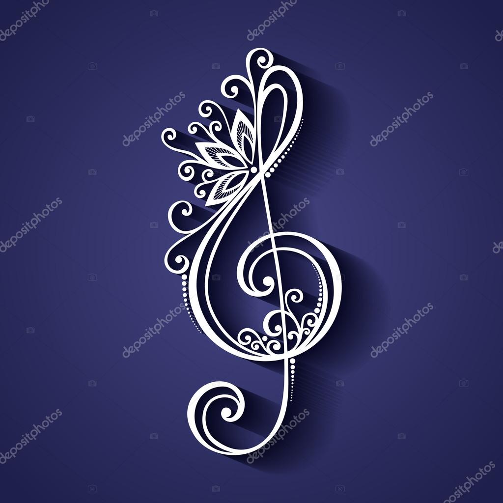 Vector Floral Decorative Treble Clef — Stock Vector © Krivoruchko 54968943