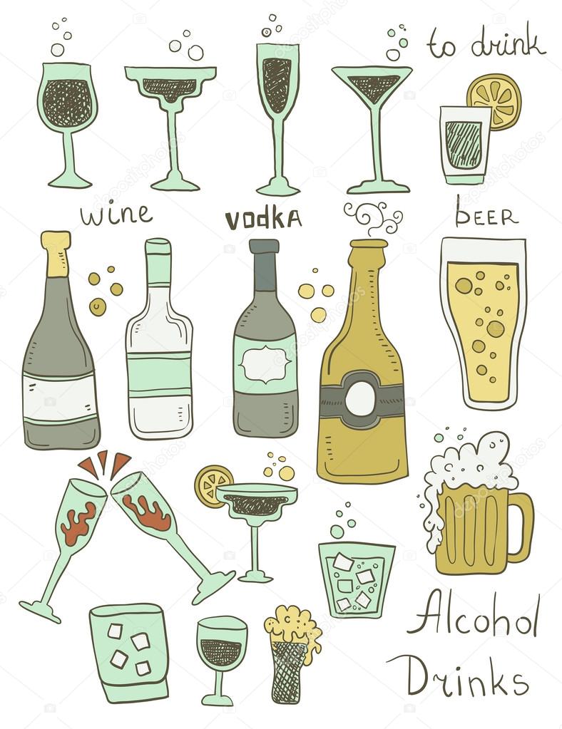 Alcohol Doodles Set Stock Vector by ©orfeev 61547793