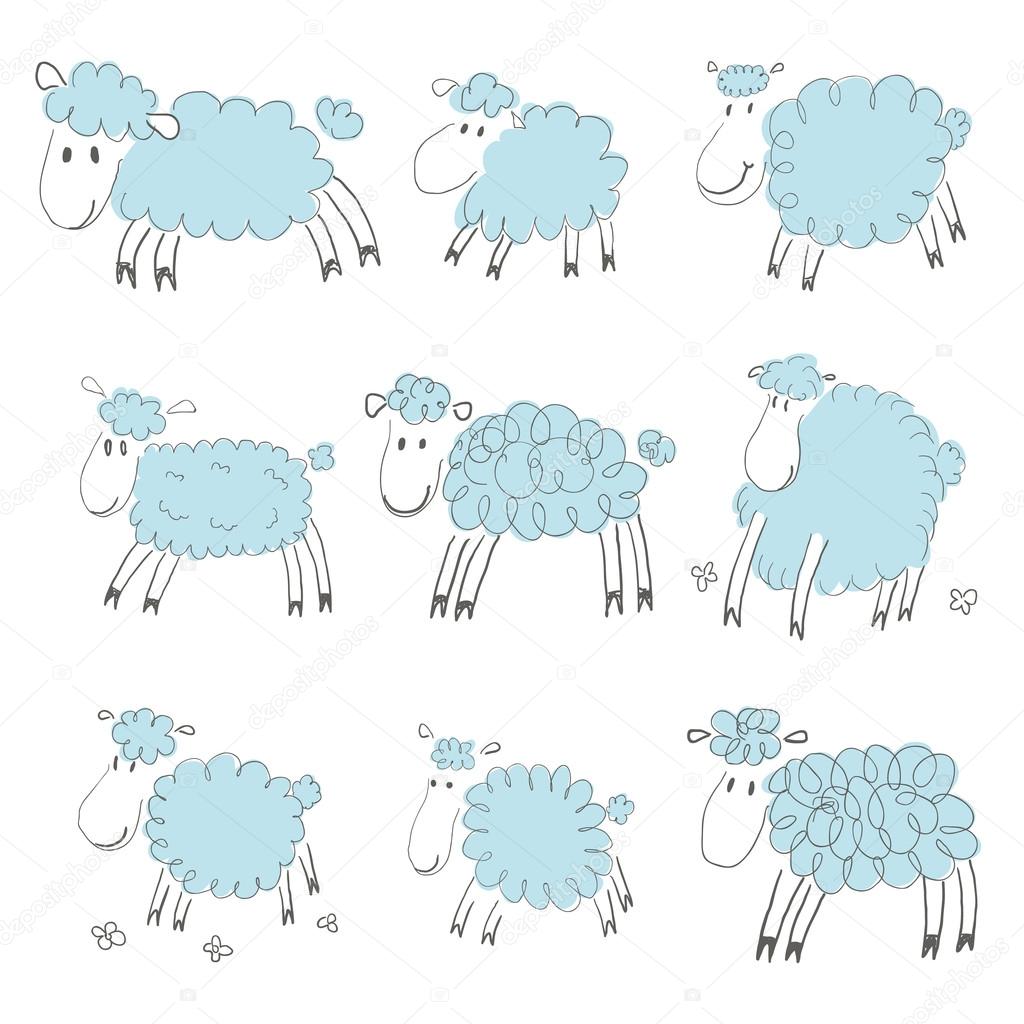 Blue cartoon sheeps Stock Vector Image by ©orfeev #74461533