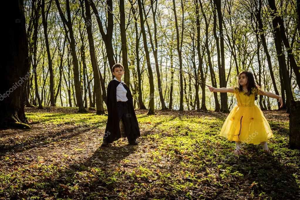 Boy with cape and girl in princess dress — Stock Photo © furo_felix #70730163