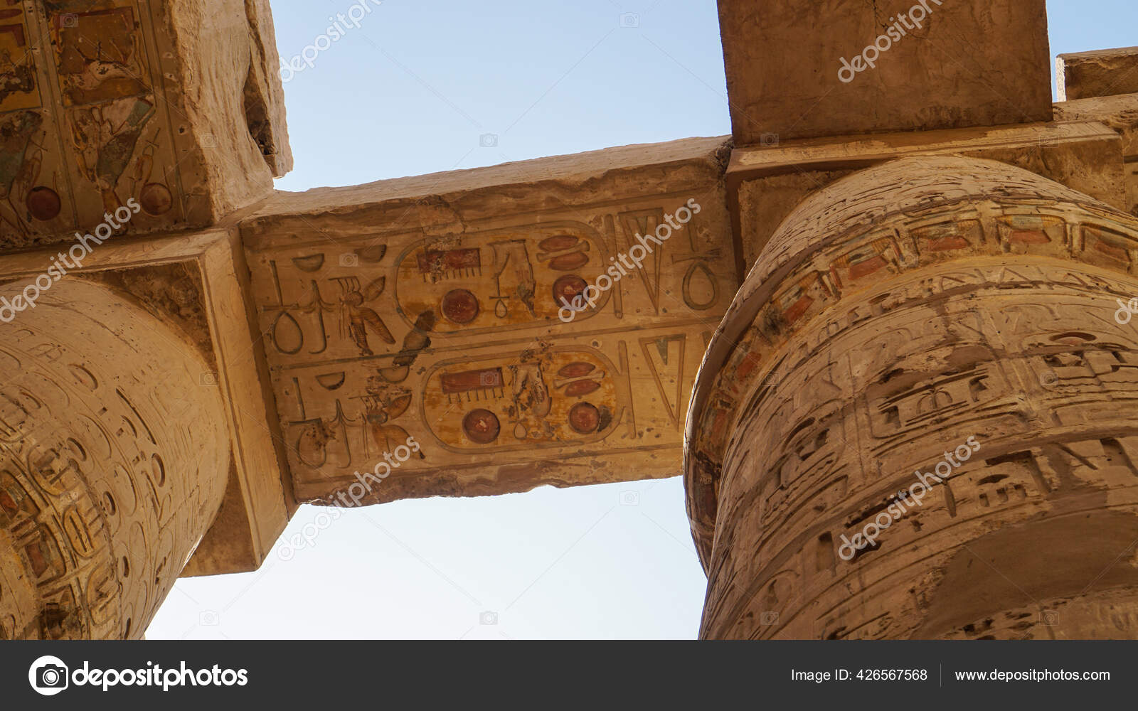 Giant Columns Karnak Temple Overscale Architect Painting Hieroglyphic ...