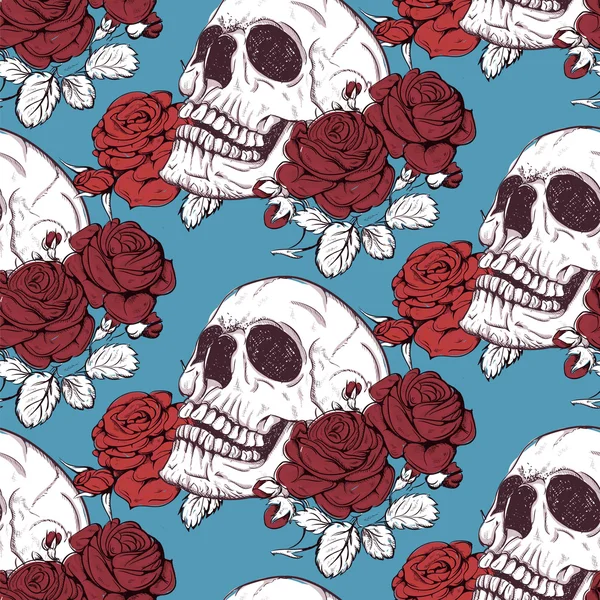 pattern skull and roses - Stock Image - Everypixel