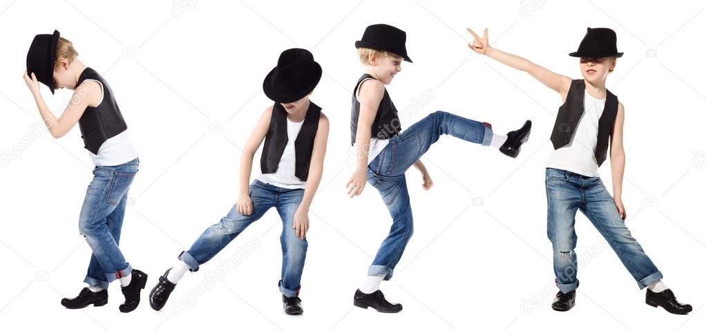 Dancing boy isolated on white — Stock Photo © Vartpilot #80854238