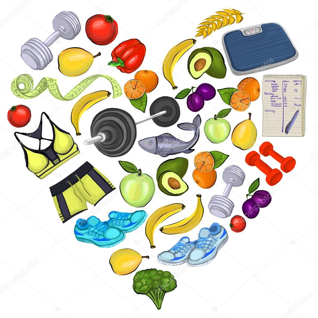 Icônes mode de vie sain Images de style Doodle image vectorielle par ...
