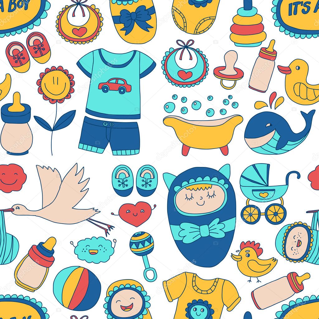 Baby icons Hand drawn doodle vector set Stock Vector by ©Helen_F 109090416