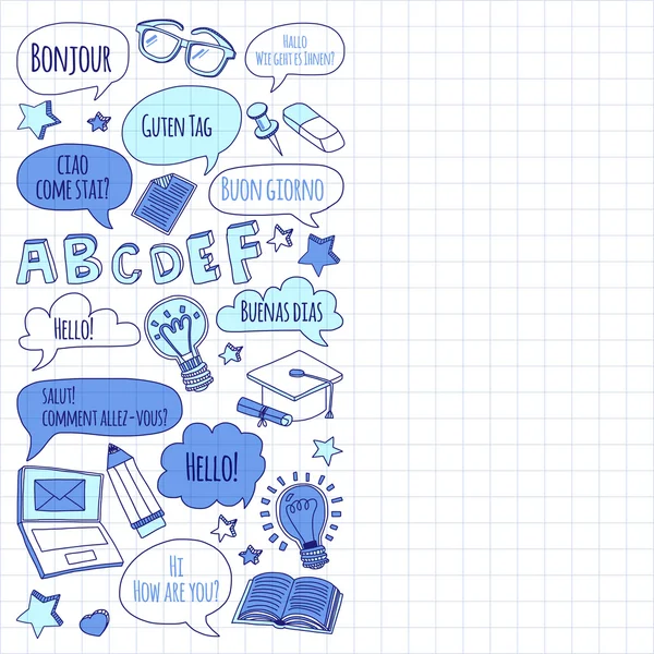 Language school doodle icons on blackboard Stock Vector Image by ©Helen ...