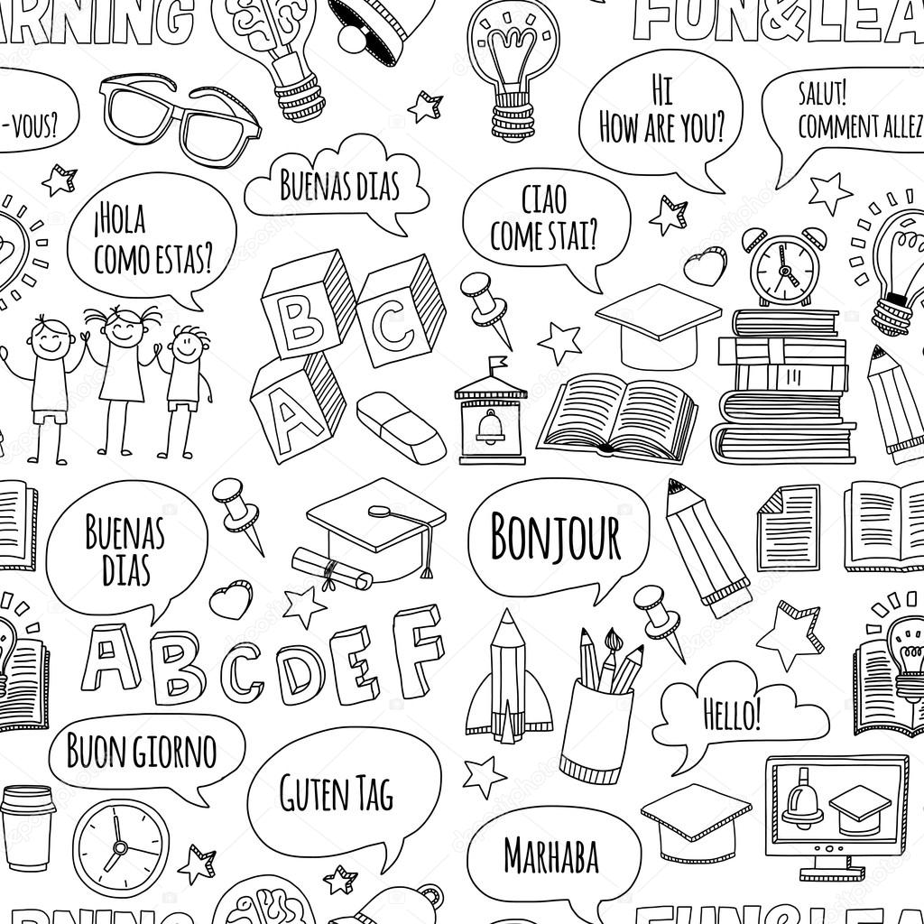 Escuela de idiomas Doodle vector conjunto vector, gráfico vectorial ...