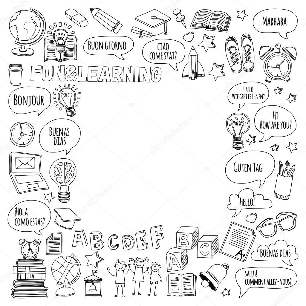 Language school Doodle vector set Stock Vector Image by ©Helen_F #111234268
