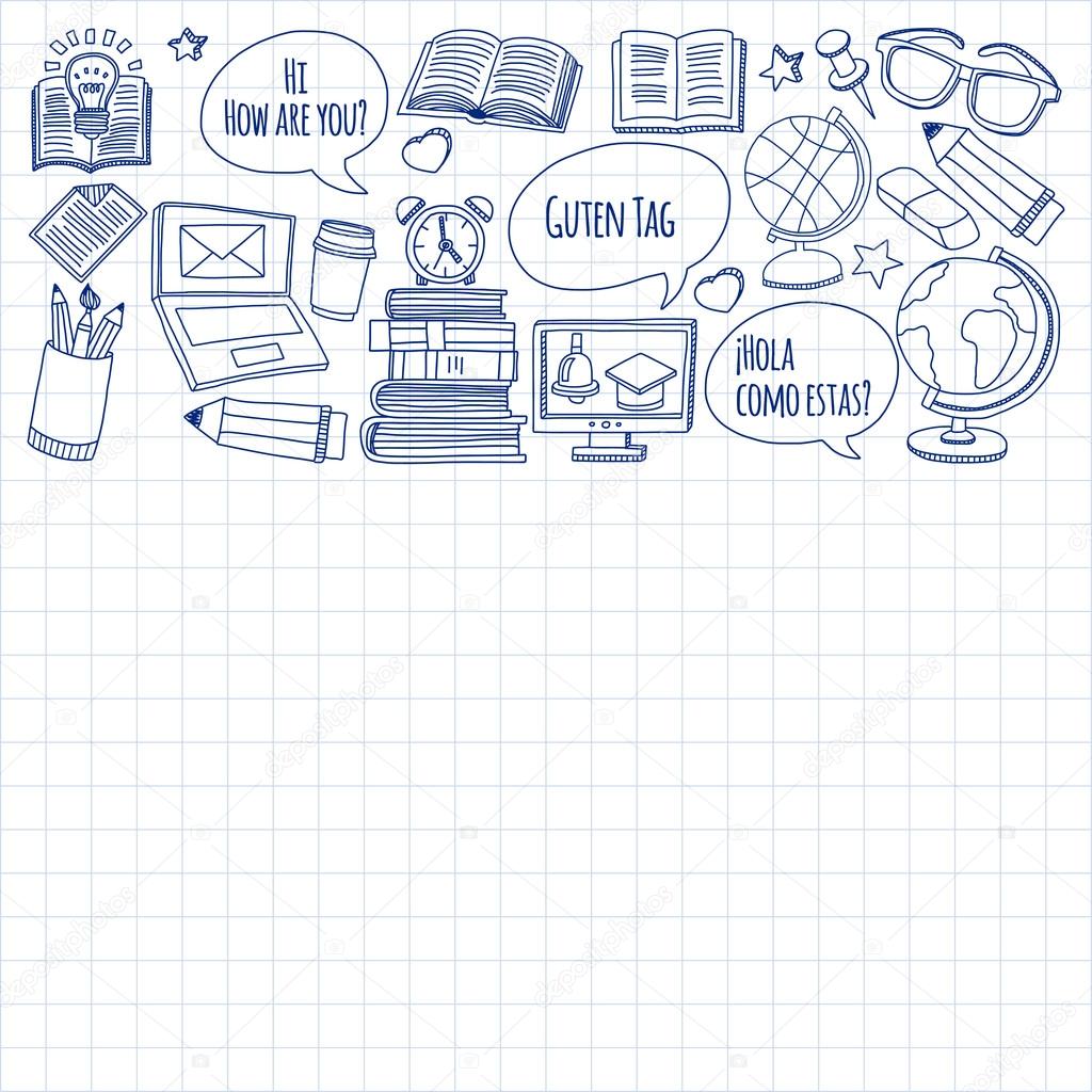Notebook Paper Doodles Background