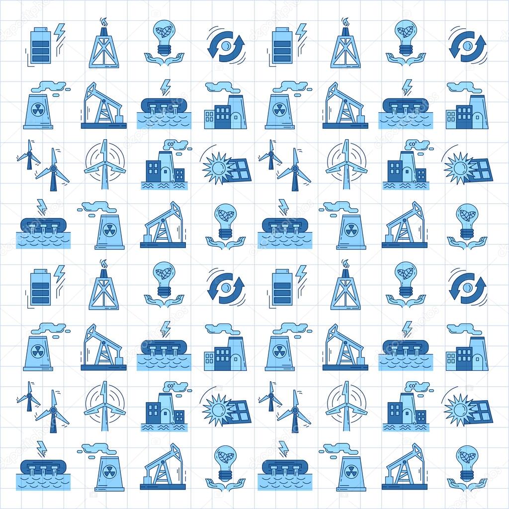 Energy Ecology and Pollution Vector set of icons Stock Vector Image by ...