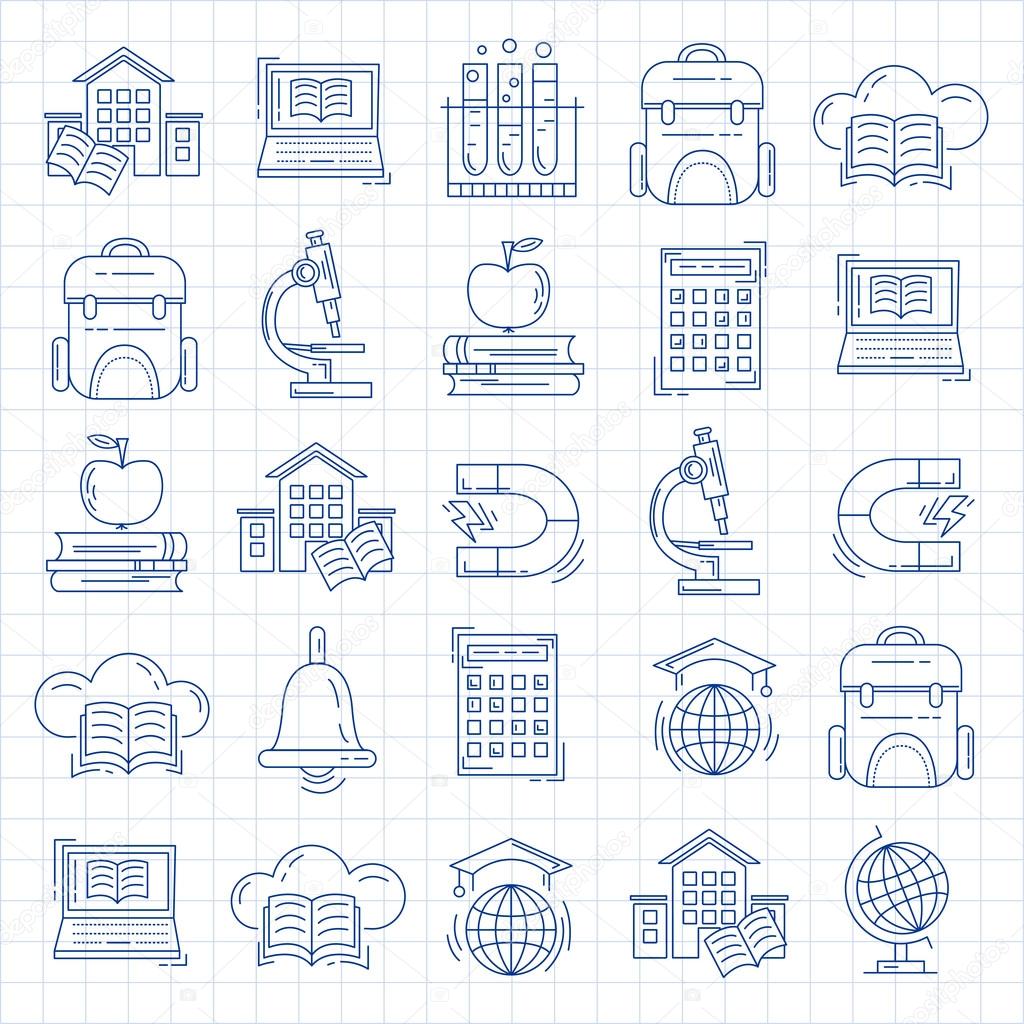 School and education vector icons Stock Vector by ©Helen_F 112798642