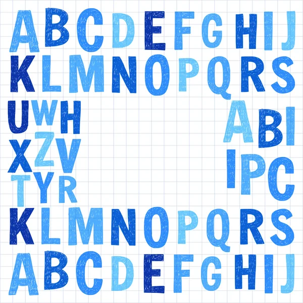 Alfabeto azul de dibujos animados imágenes de stock de arte vectorial ...