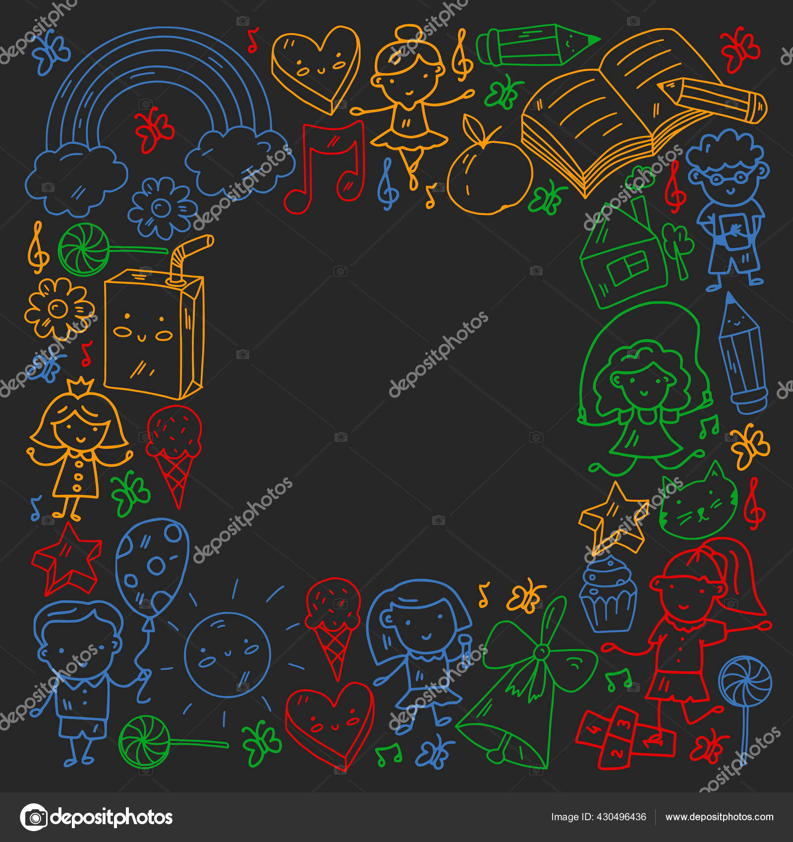 Vector pattern with items for school. Online internet education, e ...