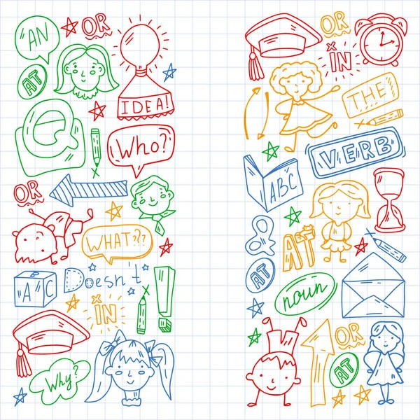 Doodle vector concept illustration of learning English language ...