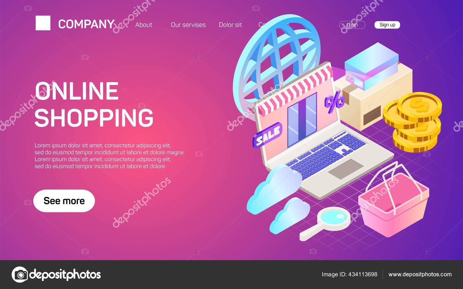 Online shopping. Web site template. Internet UX UI design interface ...