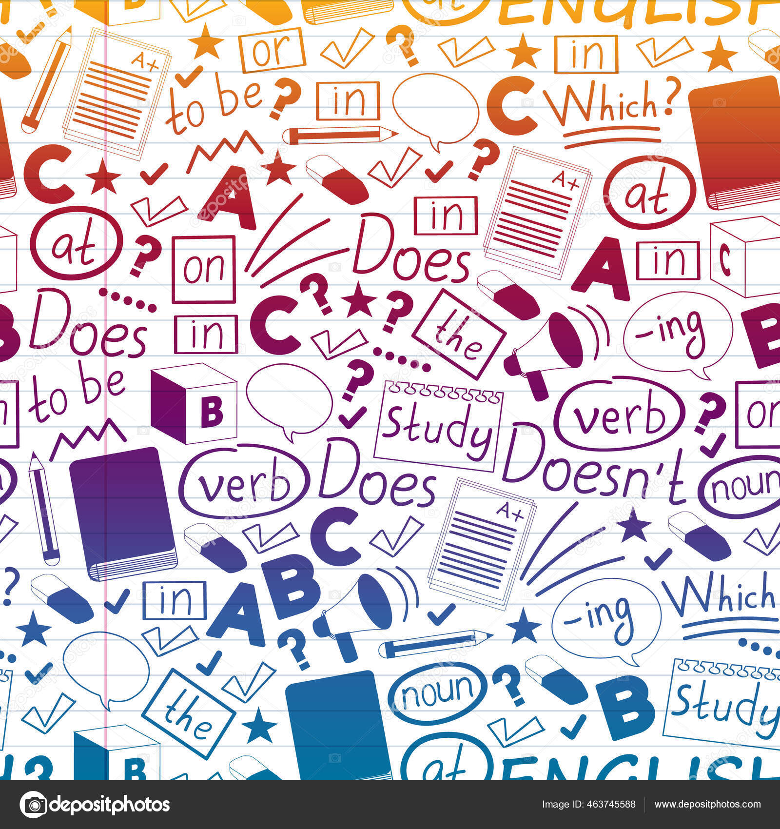 English courses, english learning. Vector pattern. Online courses ...