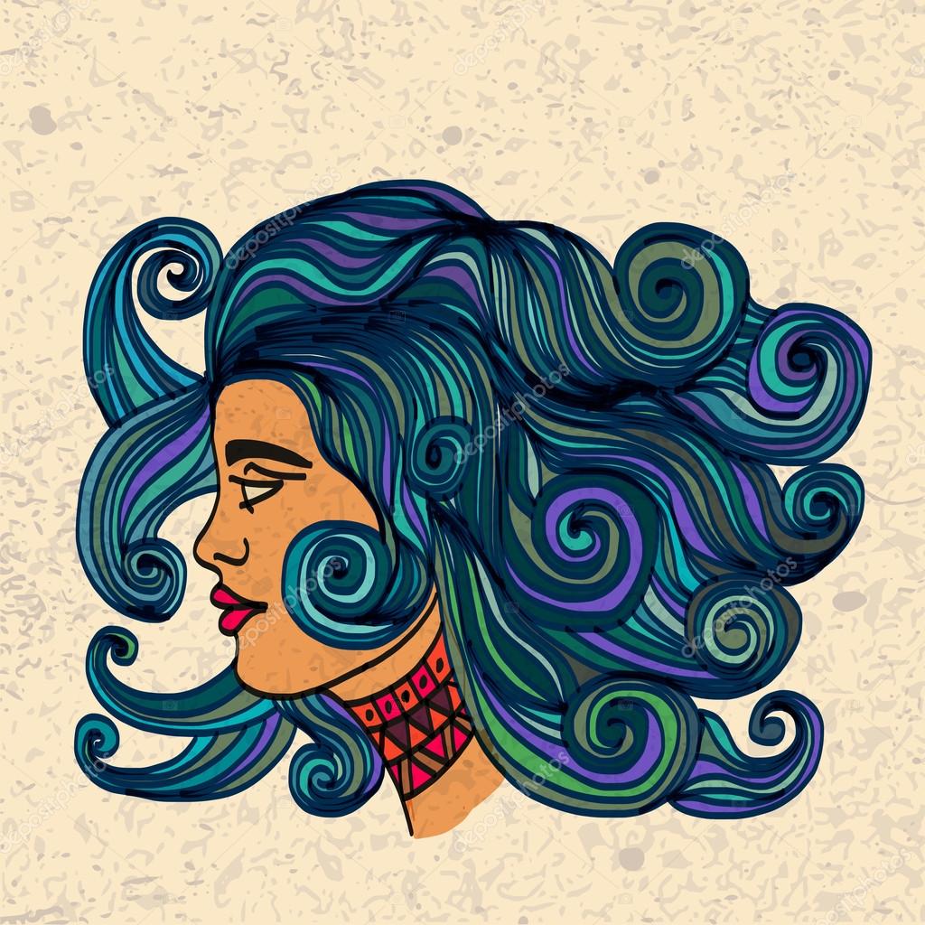 Female hand-drawn portrait. Stock Vector Image by ©Helen_F #87021274