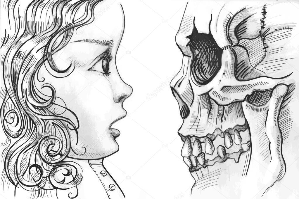 The Girl and Death Stock Illustration by ©sSplajn #93028466