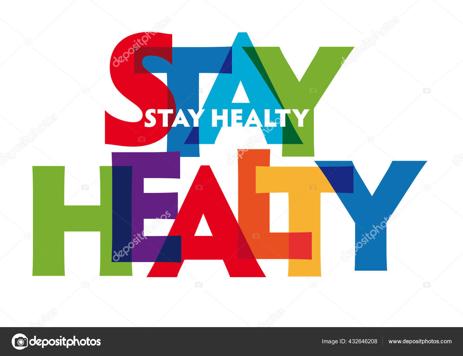 Stay Healthy Vector Illustration Letters Banner Colorful Badge ...
