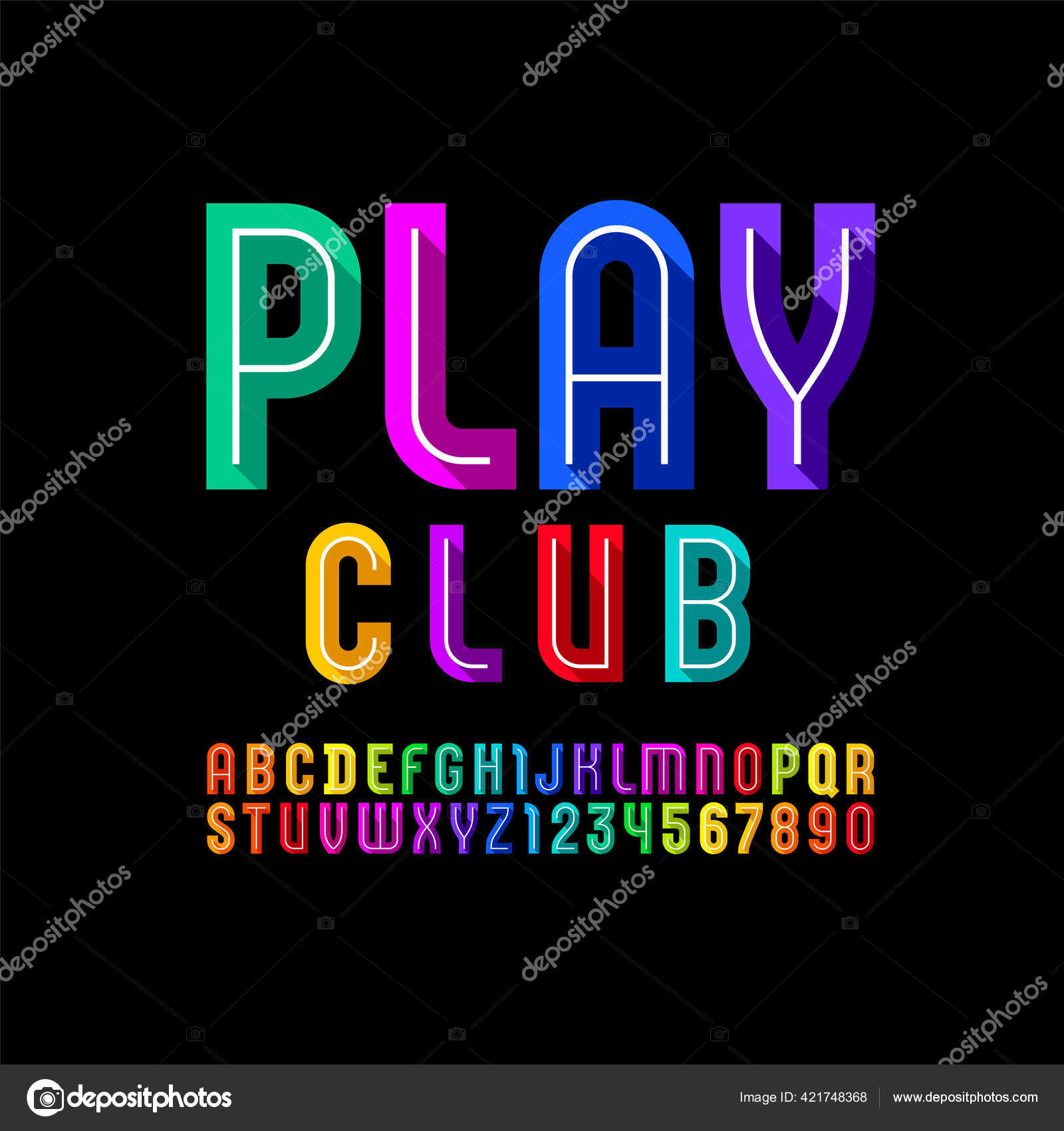 Children's Bright Font Alphabet Cartoon Style Cute Multicolored Bright ...