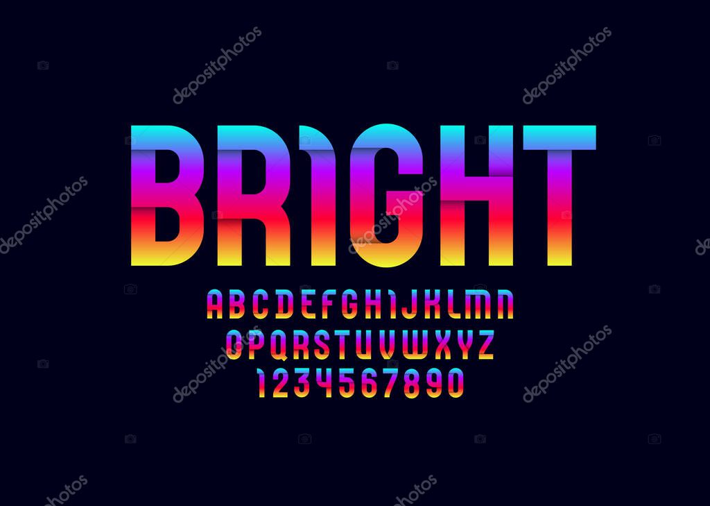 Fuentes altas modernas brillantes, alfabeto condensado, letras latinas ...