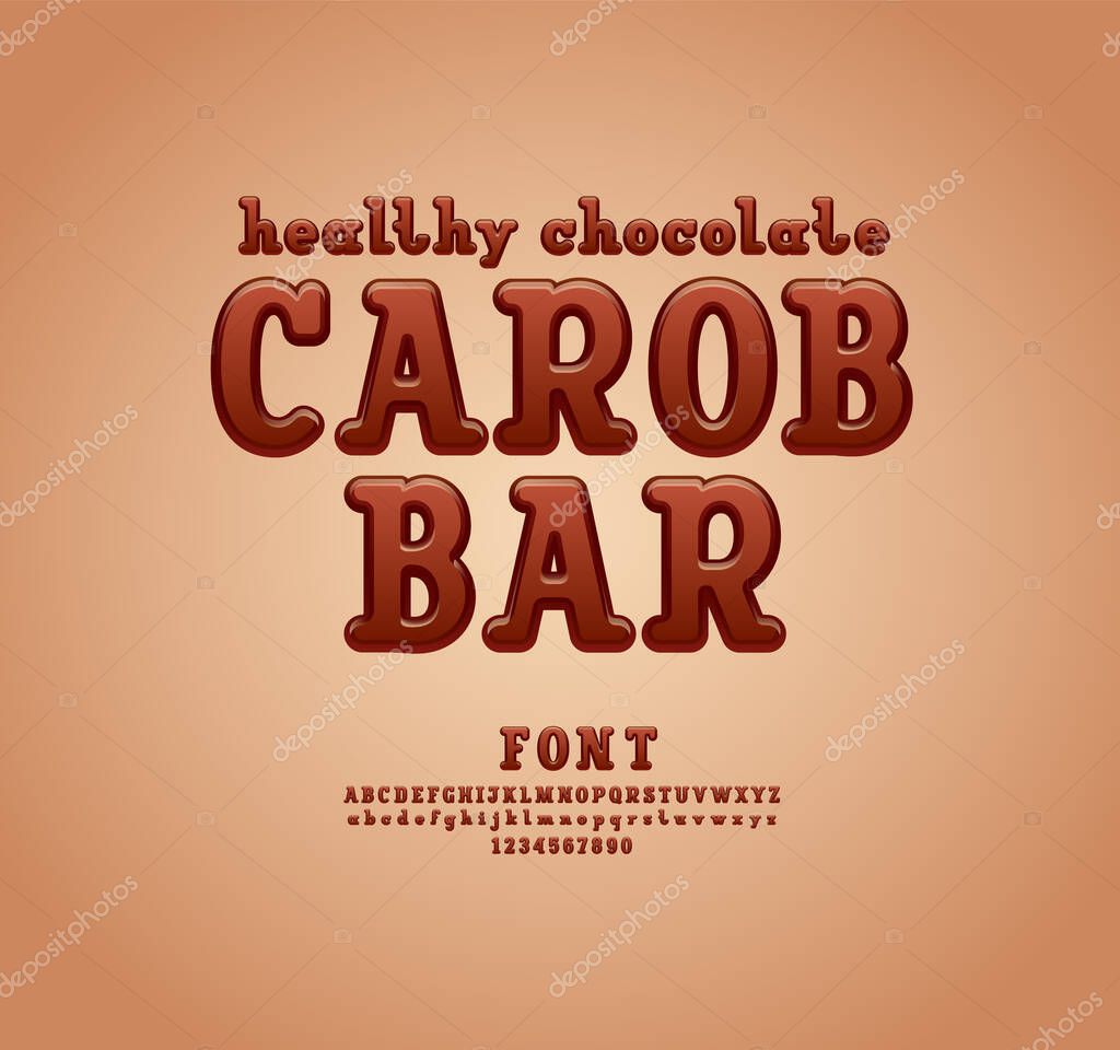 Chocolate 3d fuente, alfabeto en el estilo de dibujos animados, losa ...