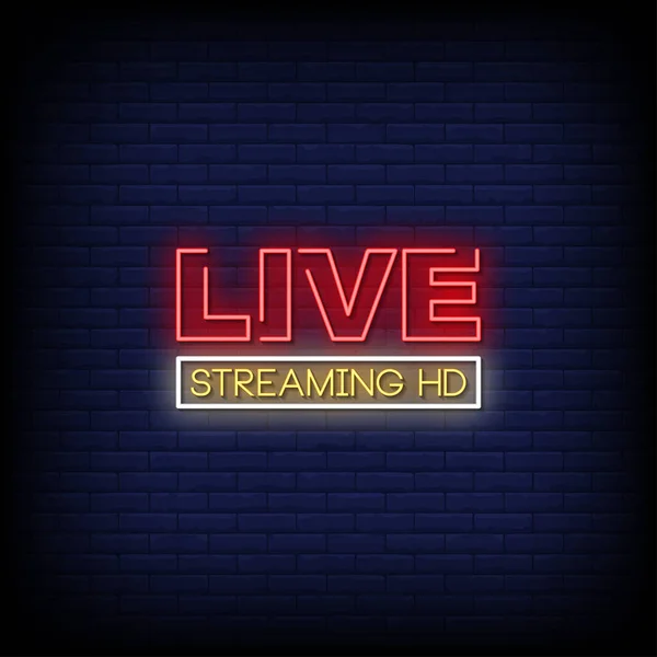 Live Streaming Neon Sign Brick Wall Background Vector Illustration ...