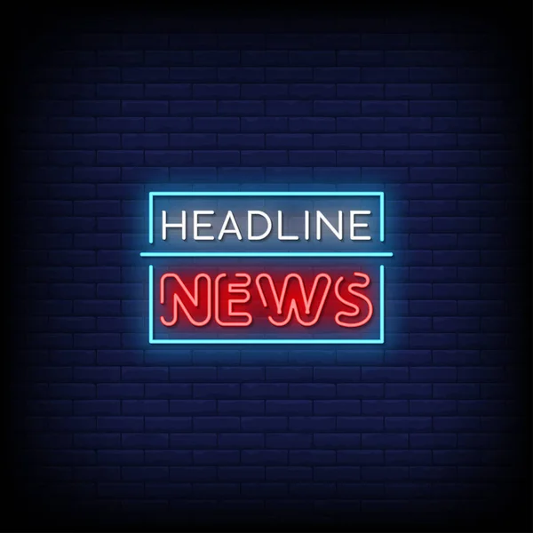Noticias Vivo Letrero Neón Con Fondo Pared Ladrillo Vector Ilustración ...