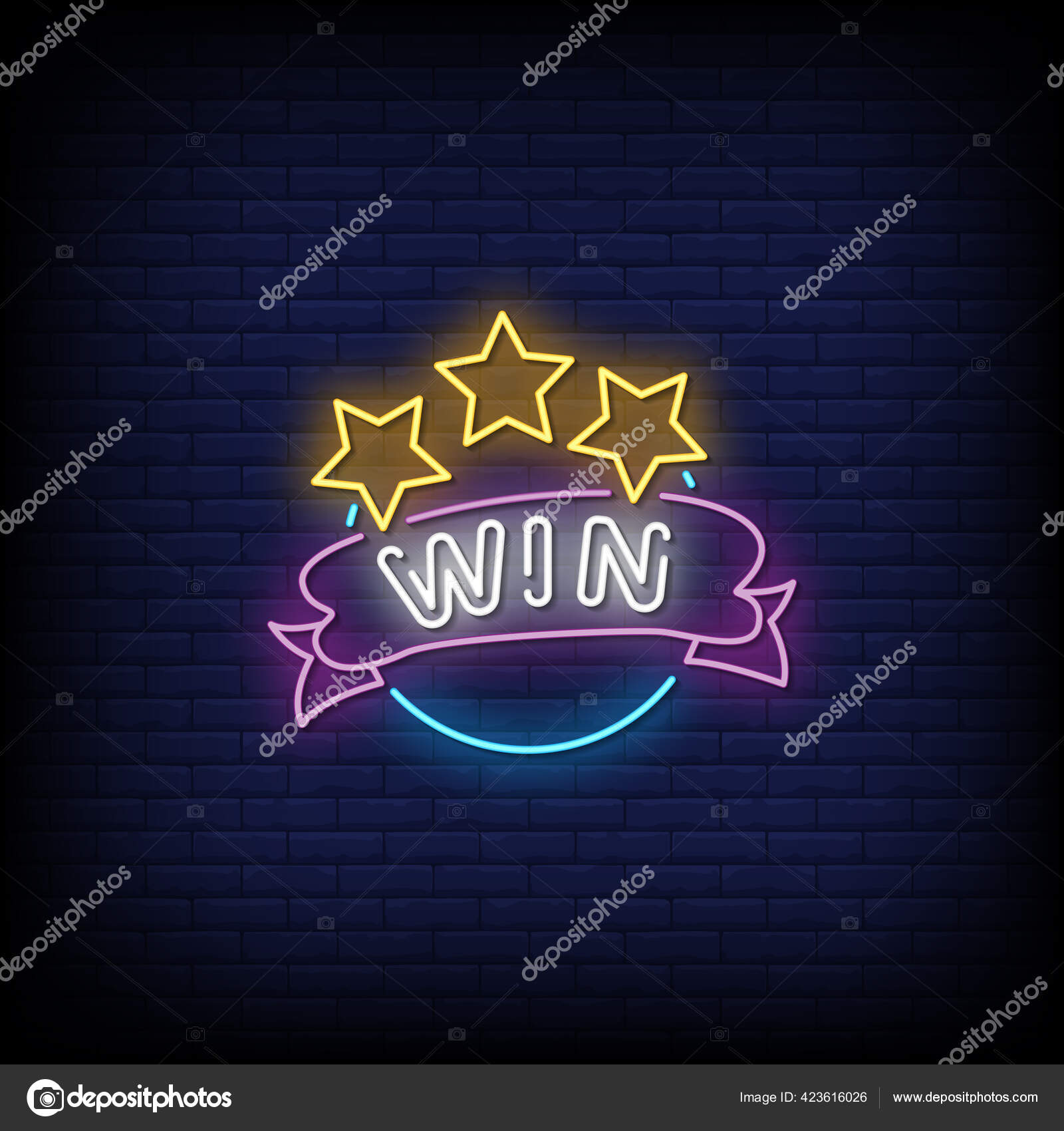 Win Neon Signs Dark Background Stock Vector by ©bohlam 423616026