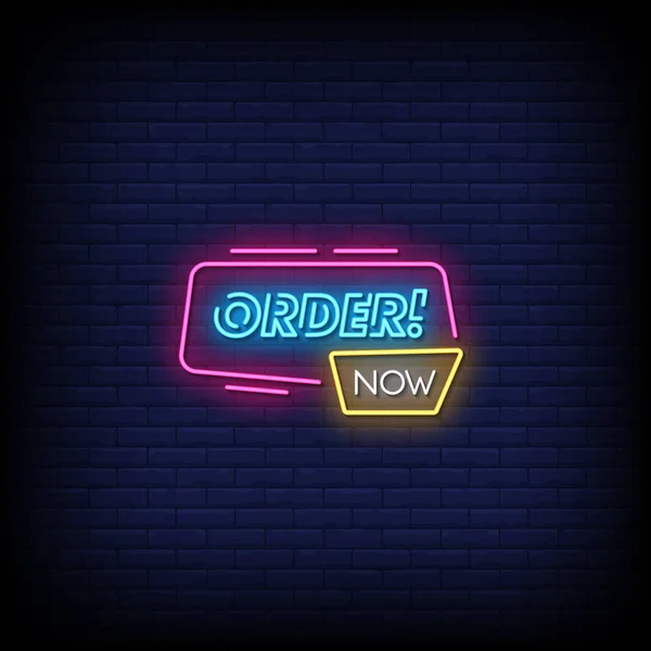 Neon Sign Pre Order Now Brick Wall Background Vector Stock Vector by ...